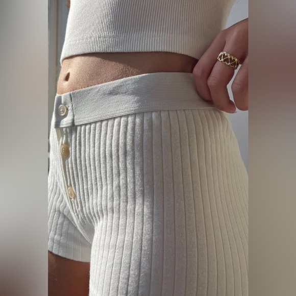 Brandy Melville | Shorts | Brandy Melville White Ribbed Boy Shorts ...